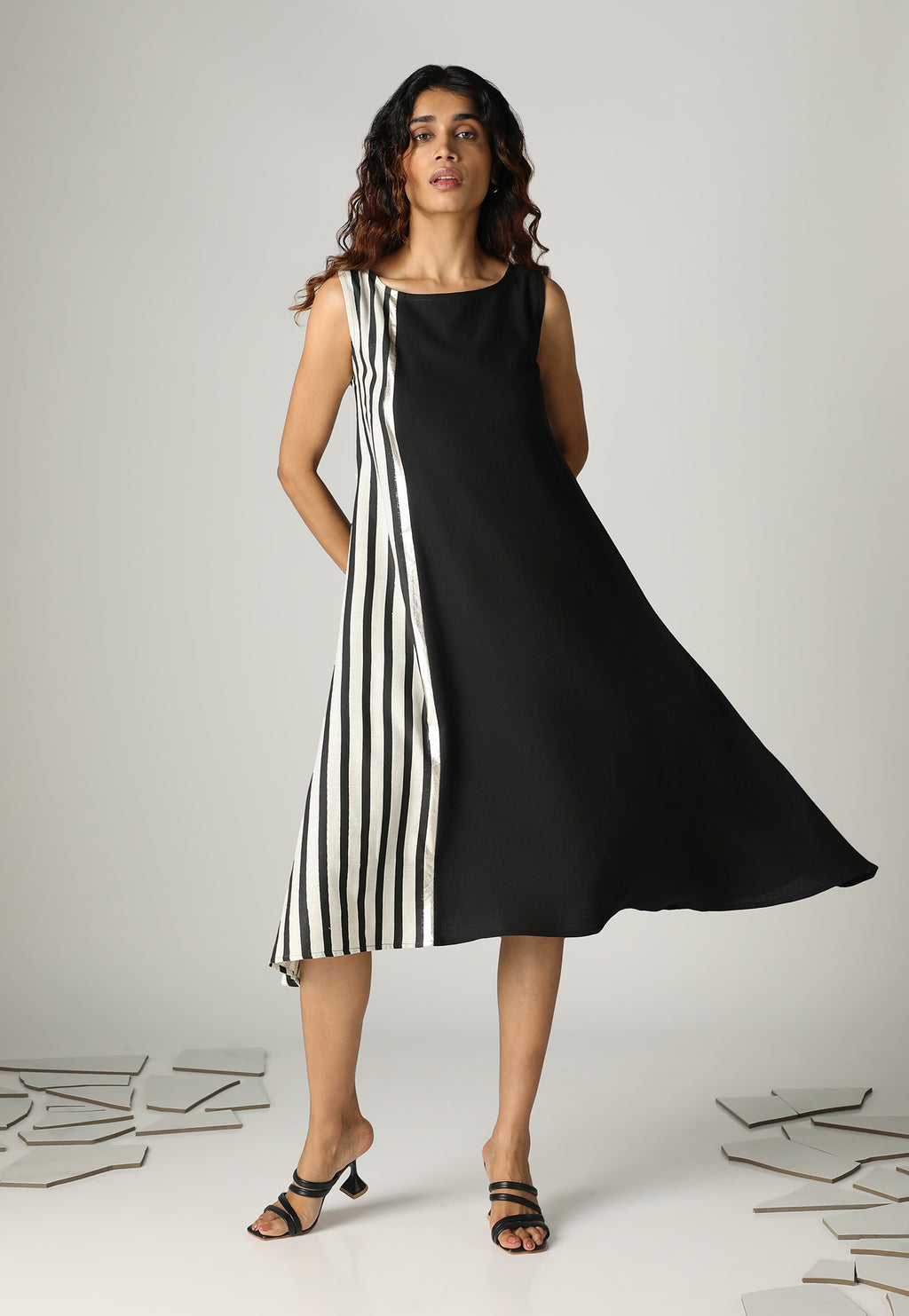 Behind Bars Diagonal Flare Dress | Love by Kaveri | Kikli India