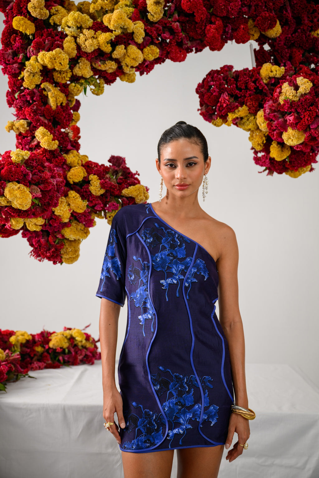 Glossy Garden Off-Shoulder Dress | The Dramebaaz Company | Kikli India