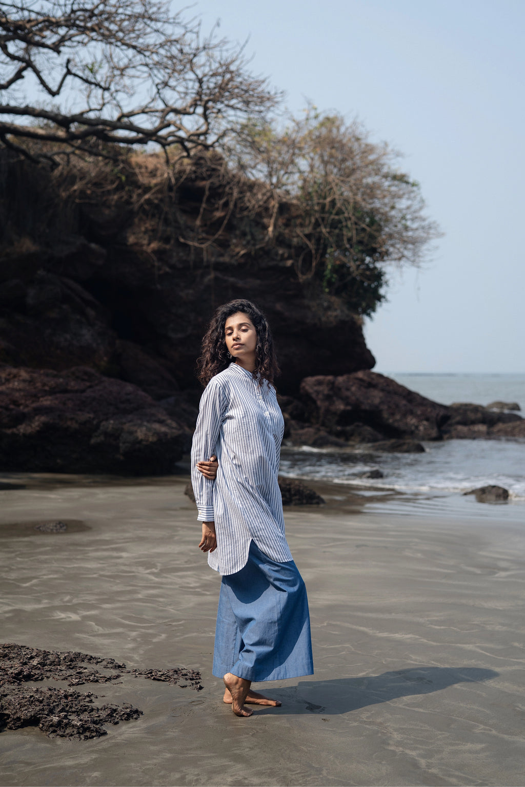 Tori White & Blue Kurta – Elegant Printed Daily Kurta | Kikli India