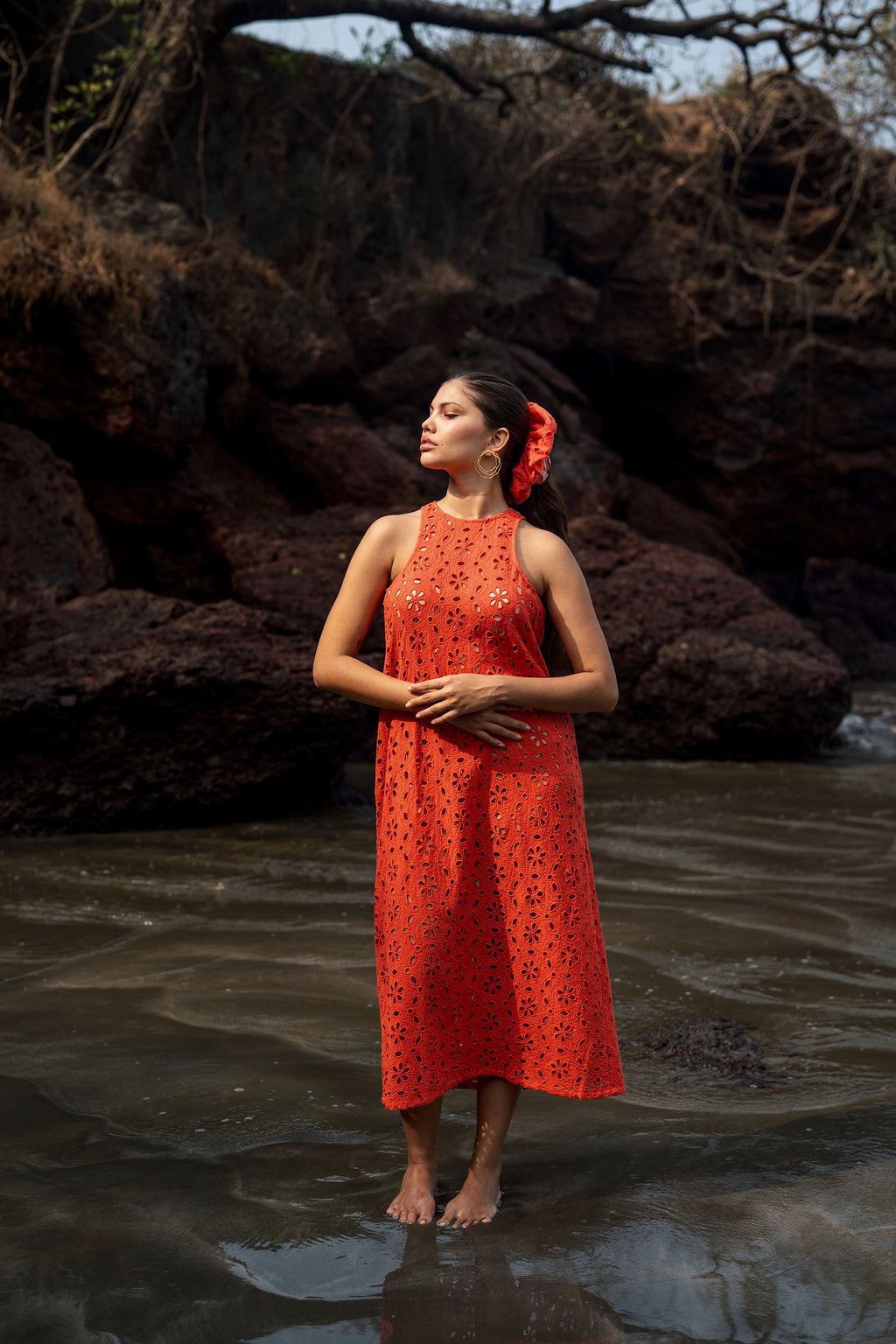 Mazia Orange Dress – Soft & Flowy Casual Dress | Kikli India